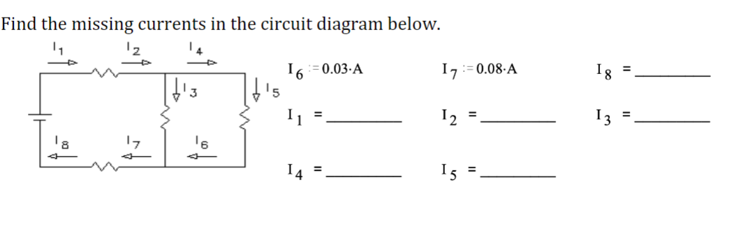 Solved Find the missing currents in the circuit diagram | Chegg.com