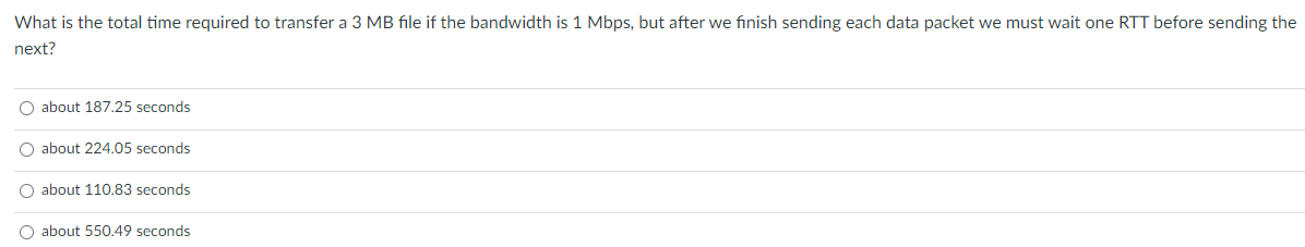 Solved What is the total time required to transfer a 3 MB | Chegg.com