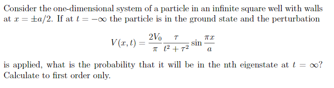 Solved Consider the one-dimensional system of a particle in | Chegg.com
