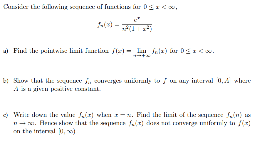 Solved Consider the following sequence of functions for 0