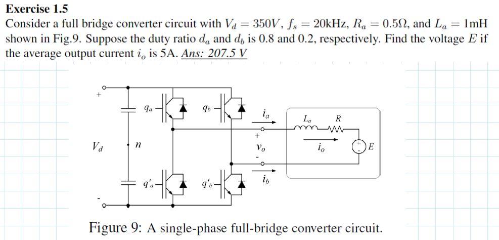 Solved Exercise 1.5 Consider a full bridge converter circuit | Chegg.com