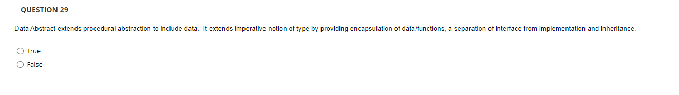 Solved QUESTION 29 Data Abstract extends procedural | Chegg.com
