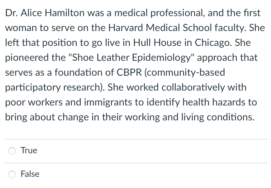 Solved Dr. Alice Hamilton was a medical professional, and | Chegg.com