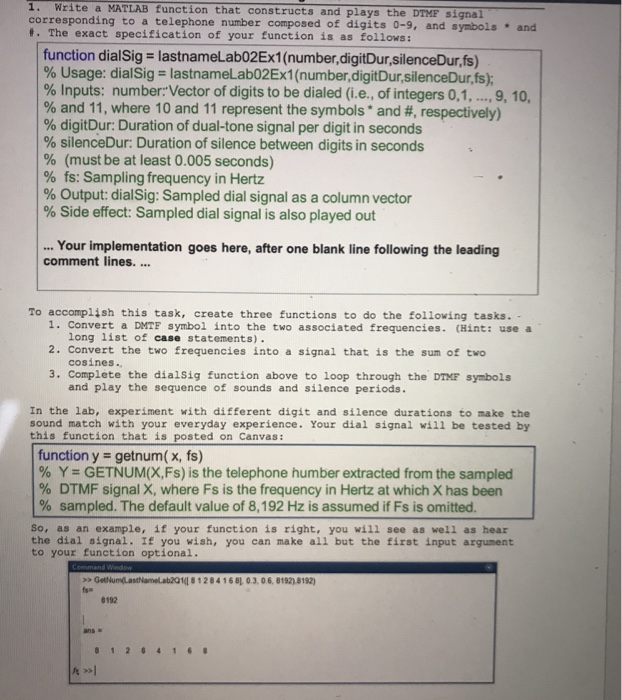 Solved Write A Matlab Function That Constructs And Plays 