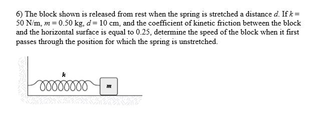 Solved 6) The block shown is released from rest when the | Chegg.com