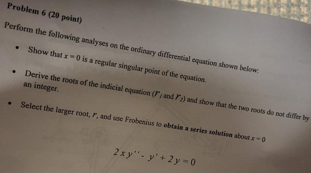 Solved Perform the following analyses on the ordinary | Chegg.com