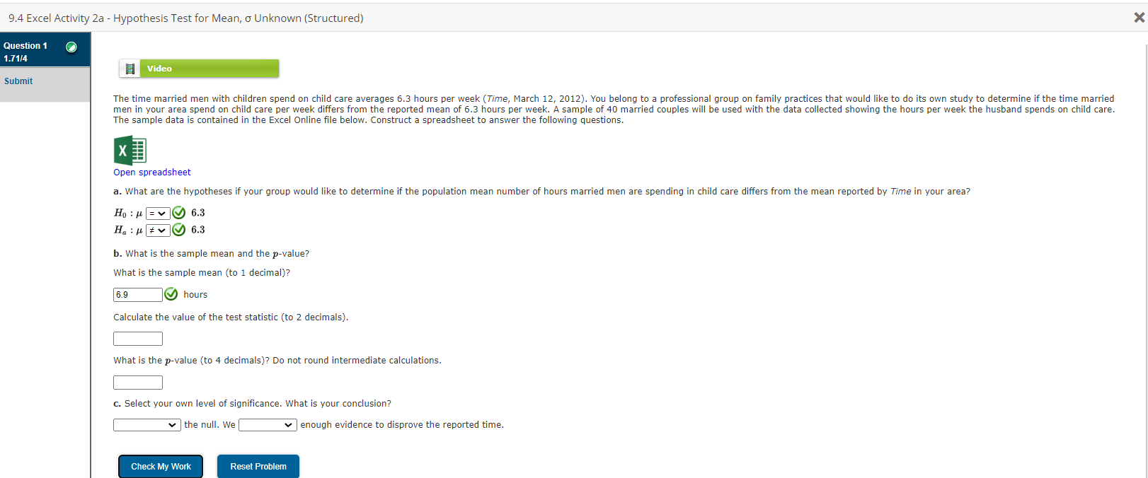 Solved The sample data is contained in the Excel Online file | Chegg.com
