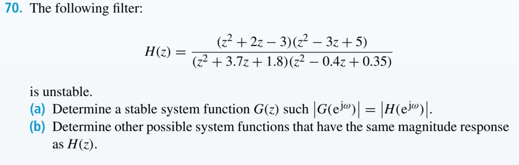 Solved 70. The following filter: | Chegg.com