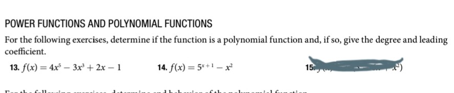 Solved POWER FUNCTIONS AND POLYNOMIAL FUNCTIONS For the | Chegg.com