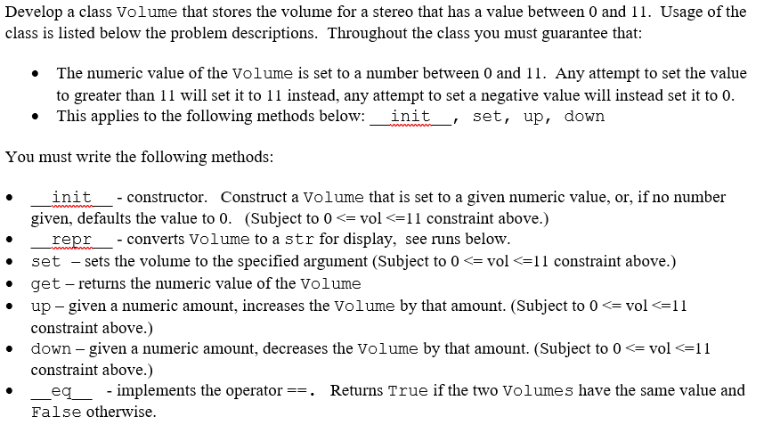 Solved Develop a class Volume that stores the volume for a | Chegg.com