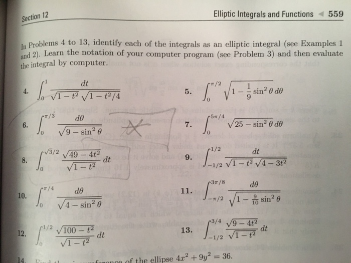 Solved Section 12 Elliptic Integrals and Functions 559 In | Chegg.com