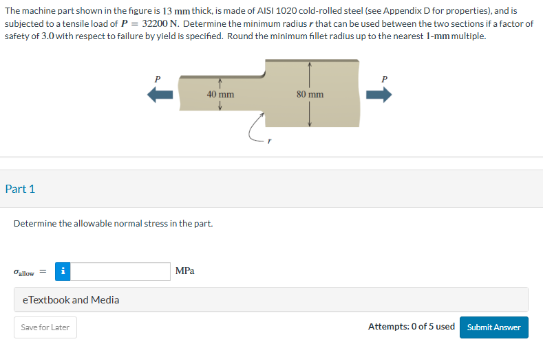 Solved The machine part shown in ﻿the figure is 13 mm | Chegg.com
