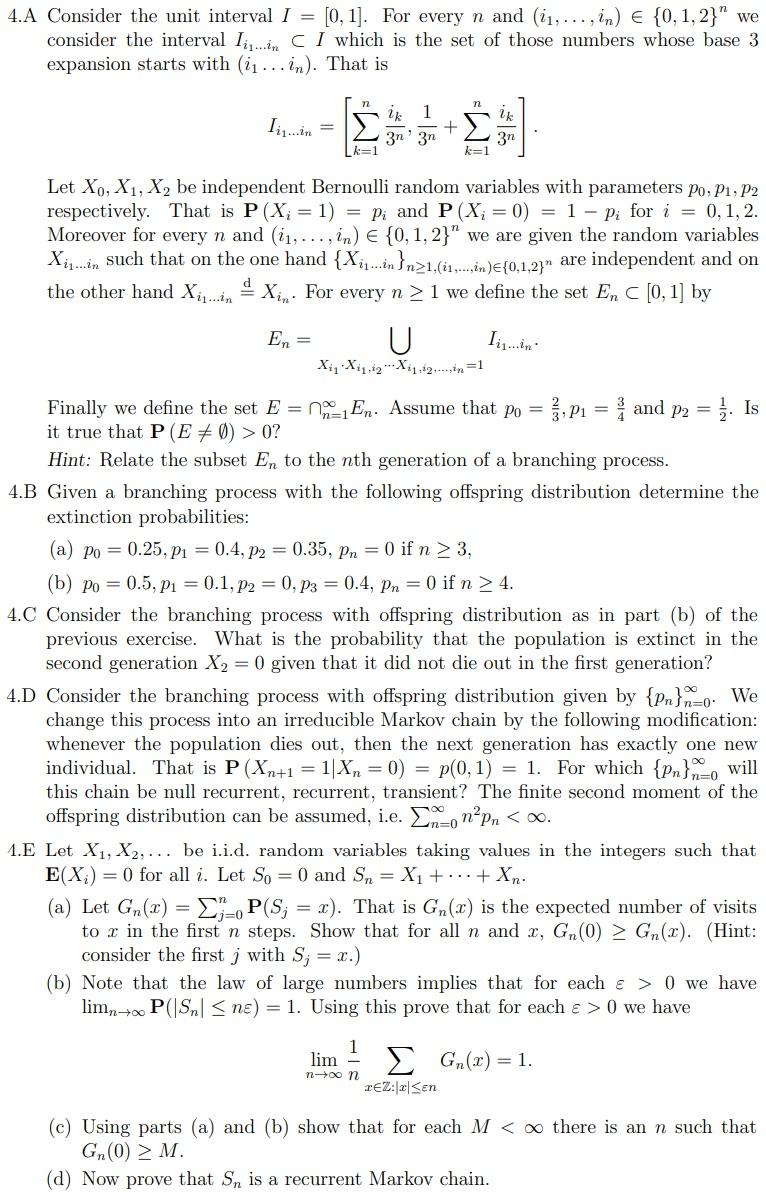 Solved 4.A Consider the unit interval I = [0, 1]. For every | Chegg.com