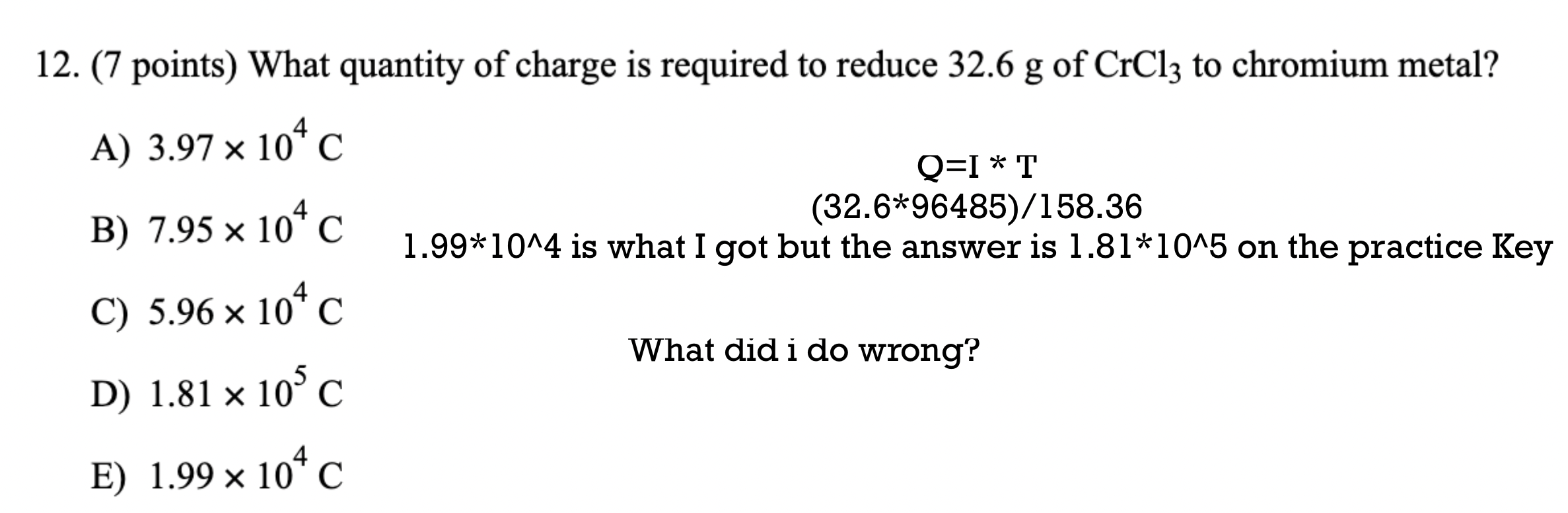 Solved 12. (7 points) What quantity of charge is required to | Chegg.com
