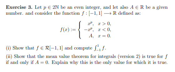 Solved Let p ∈ 2N be an even integer, and let also A ∈ R be | Chegg.com