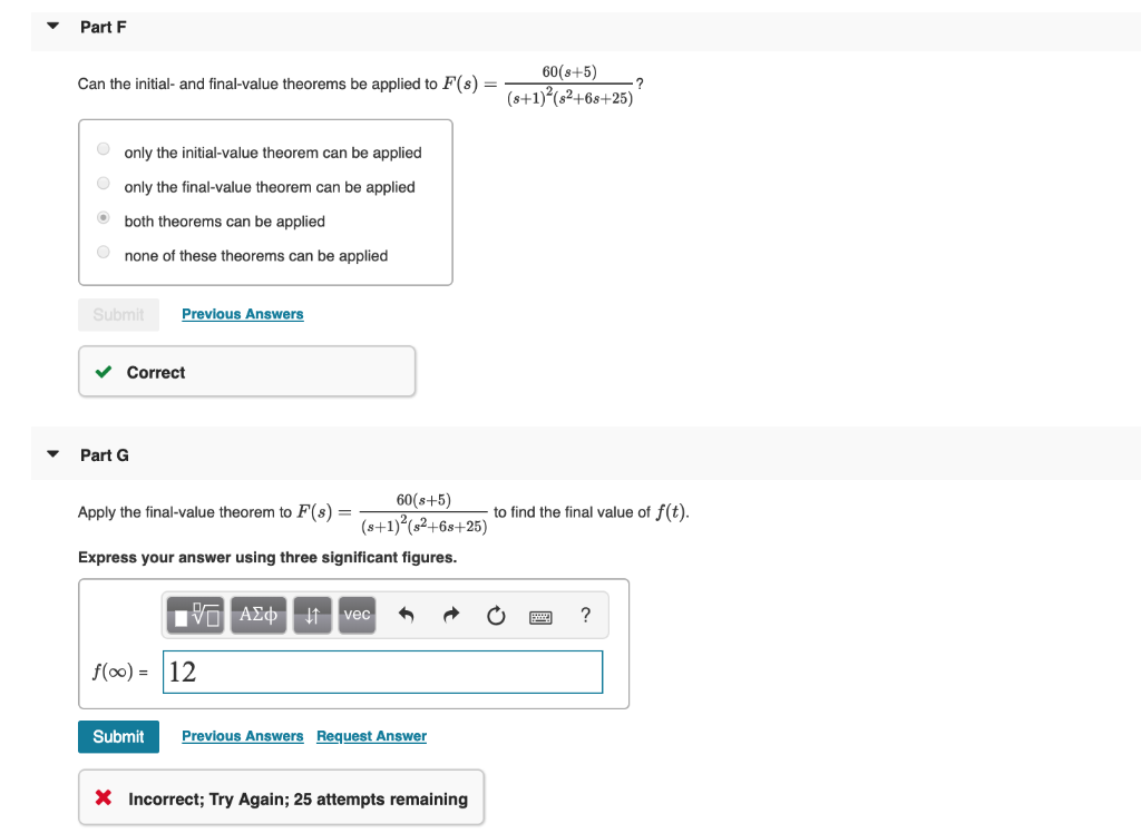 Solved Part F 60s5 Can The Initial And Final Value