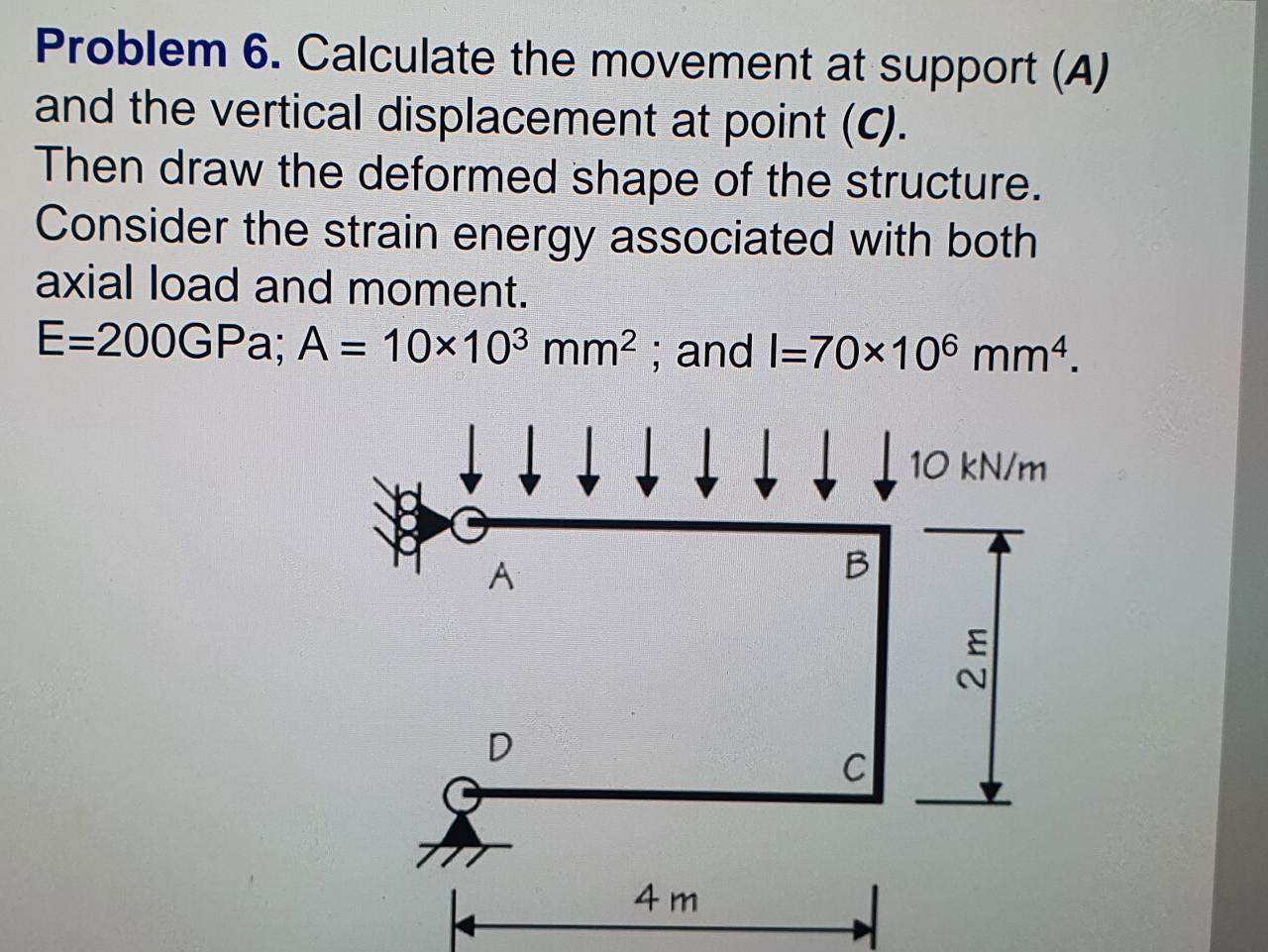 Solved Problem 6. Calculate the movement at support (A) and | Chegg.com
