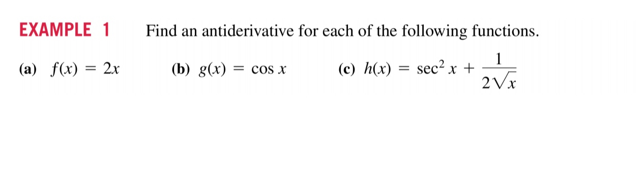 Solved EXAMPLE 1 Find an antiderivative for each of the | Chegg.com