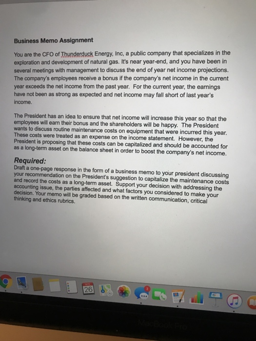 Solved Business Memo Assignment You are the CFO of | Chegg.com