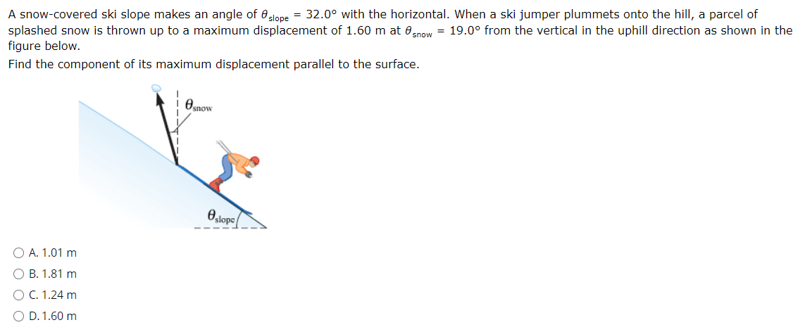 Solved A snow-covered ski slope makes an angle of slope = | Chegg.com
