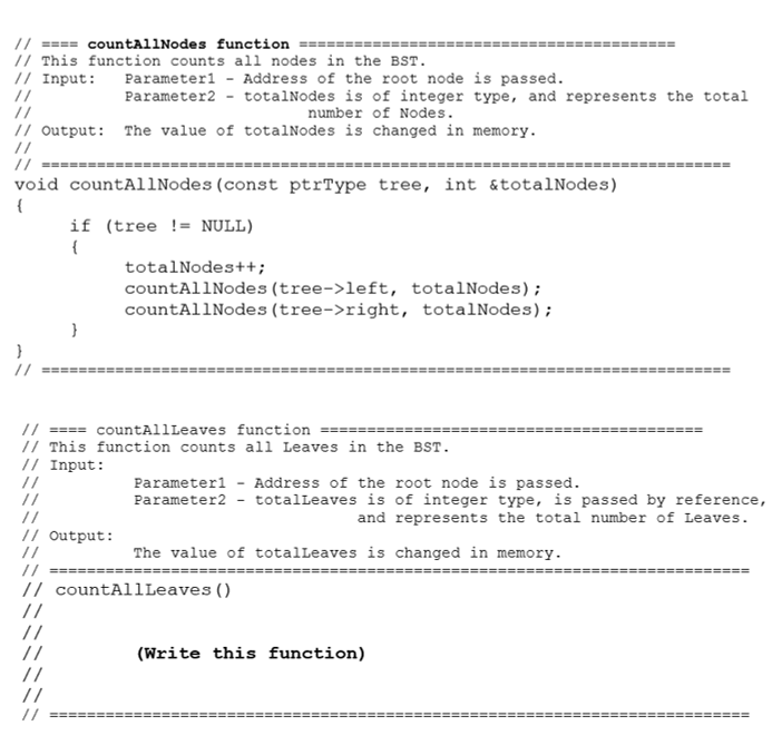 Solved BST implementation (using a struct) 1.) Copy and | Chegg.com