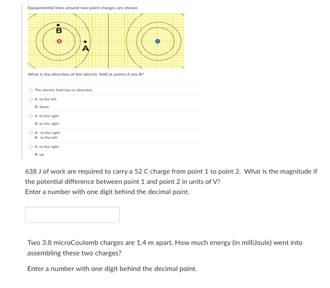 Solved Equipotential lines around two point charges are | Chegg.com