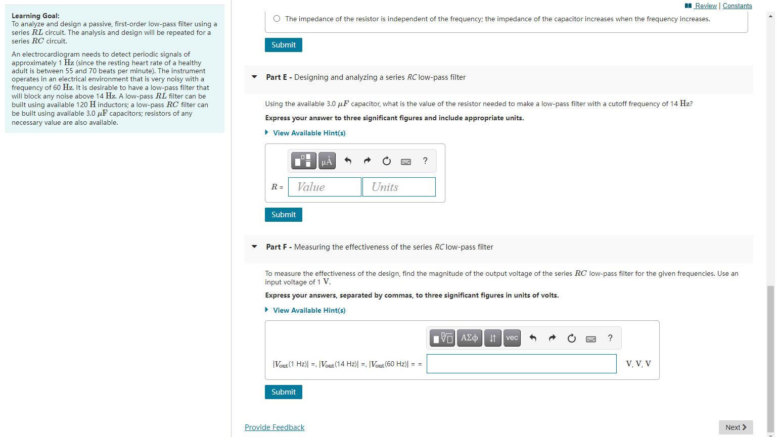 Solved Review Constants Part C - Measuring the effectiveness | Chegg.com