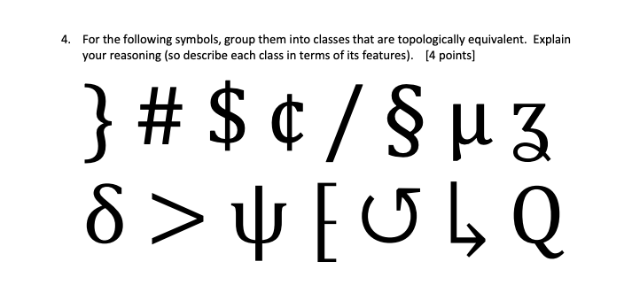 4. For the following symbols, group them into classes | Chegg.com