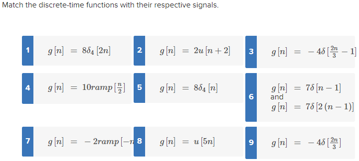 Solved Match the discrete-time functions with their | Chegg.com