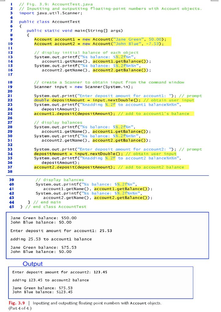 Solved Fig. 3.8 Account class with a double instance | Chegg.com