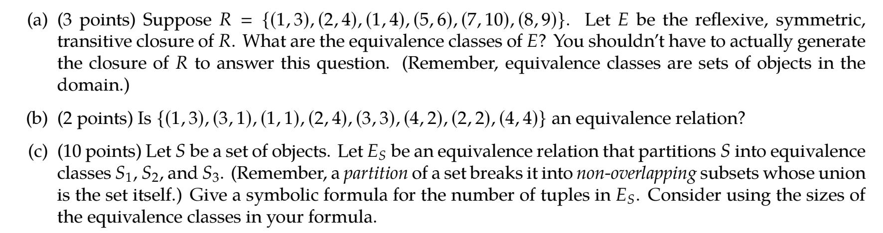 Solved = / (a) (3 points) Suppose R = {(1,3), (2,4),(1,4), | Chegg.com