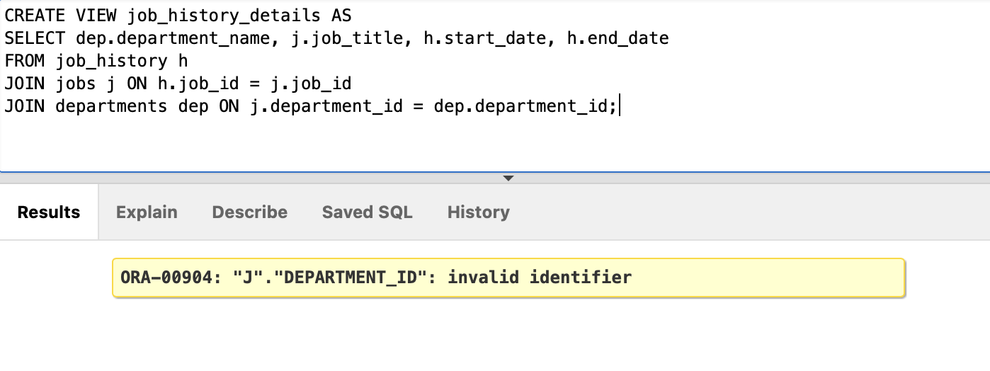 CREATE VIEW job_history_details AS SELECT | Chegg.com