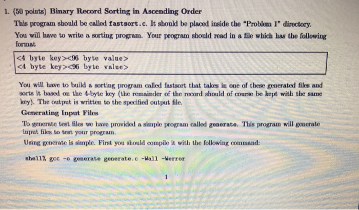 Solved 1 50 Points Binary Record Sorting In Ascending 4096
