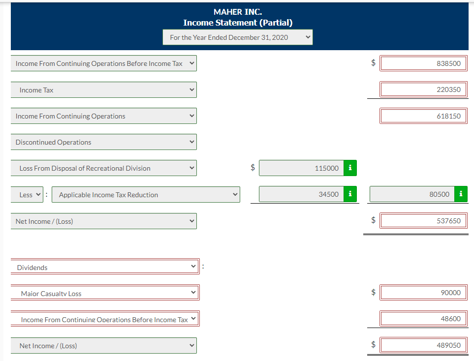 Solved Maher Inc. reported income from continuing operations | Chegg.com