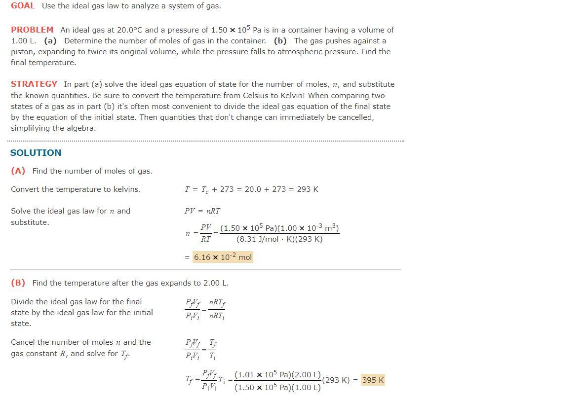Solved GOAL Use the ideal gas law to analyze a system of | Chegg.com