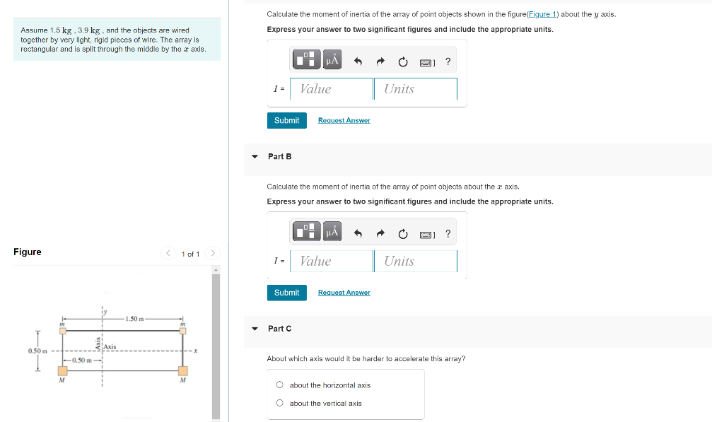 Solved Calculate The Moment Of Inertia Of The Array Of Point 