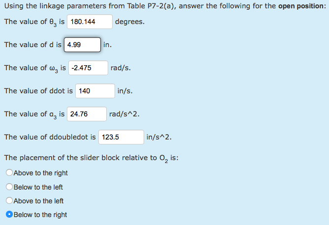 Using the linkage parameters from Table P7-2(a), | Chegg.com