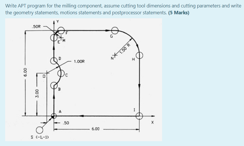 Solved Write APT program for the milling component, assume | Chegg.com