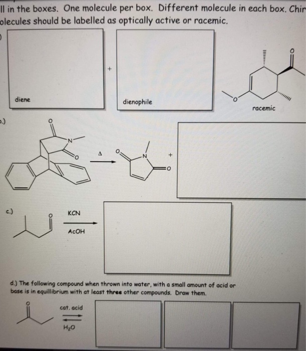 Solved Il in the boxes. One molecule per box. Different | Chegg.com