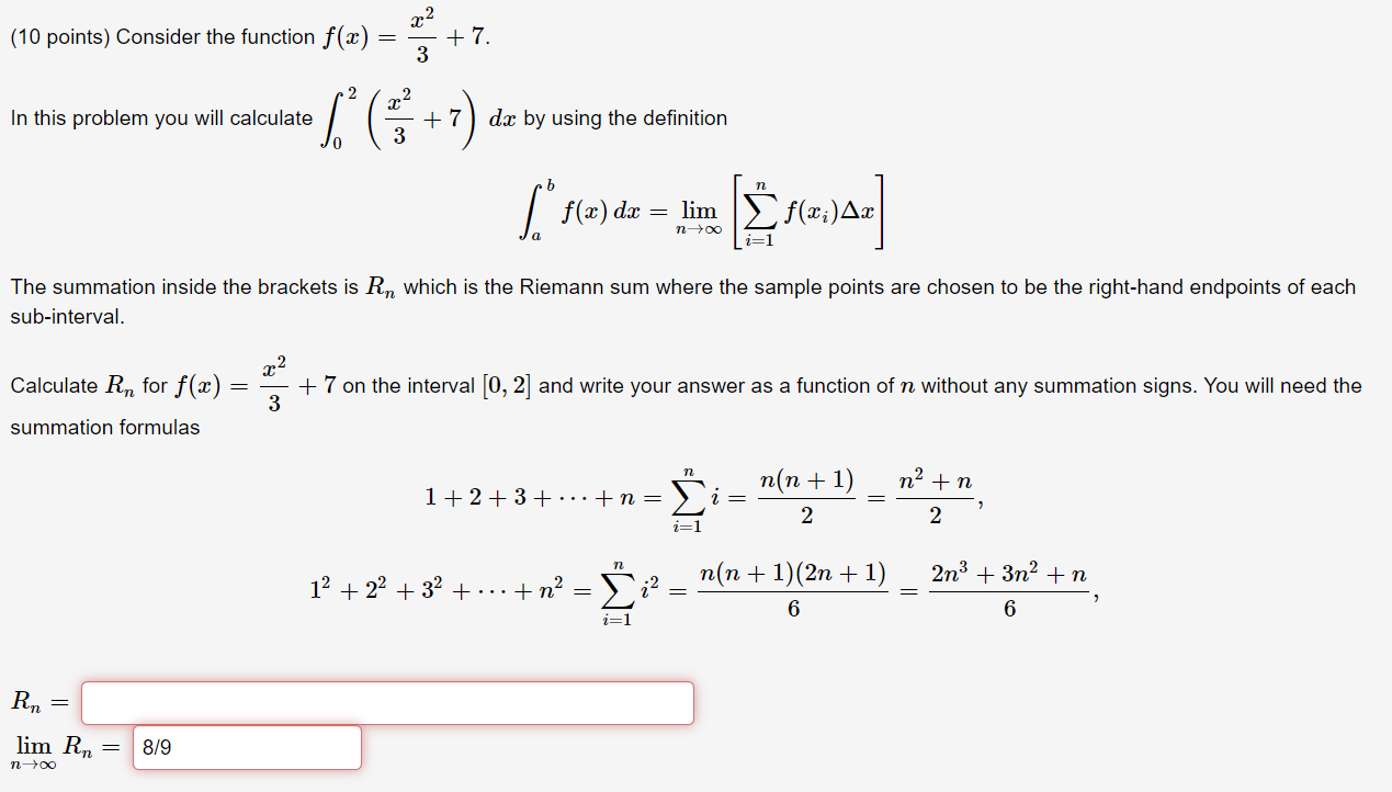 Solved (10 ﻿points) ﻿Consider the function f(x)=x23+7.In | Chegg.com