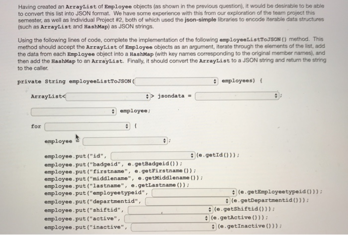 Solved Having Created An Arraylist Of Employee Objects As