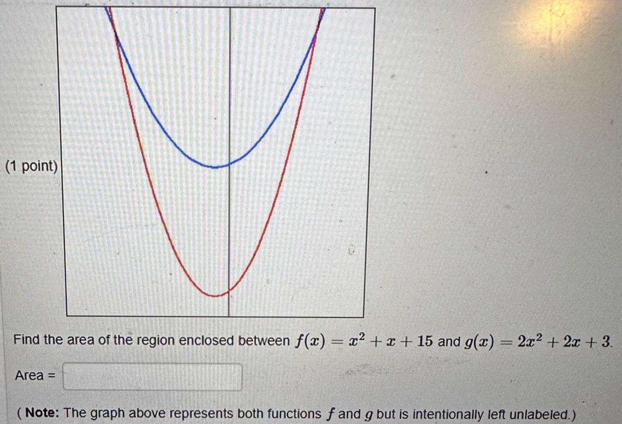 Solved Find the area of the region enclosed between | Chegg.com