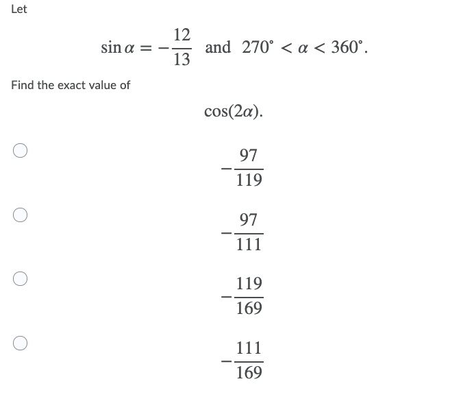 Solved 12 sin a = and 270° | Chegg.com