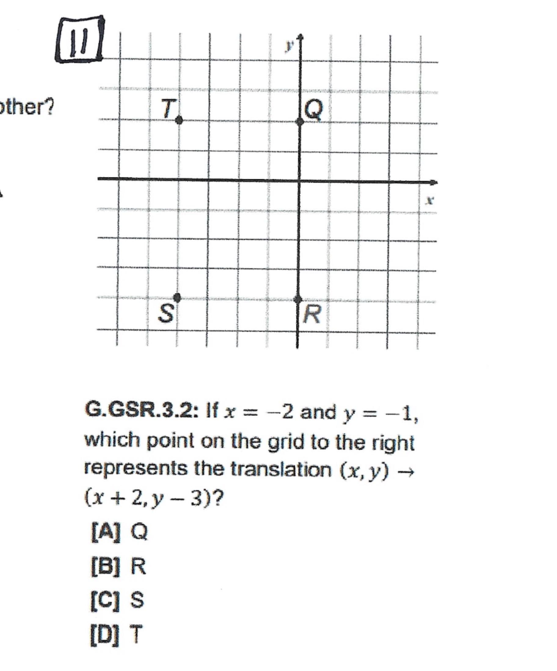 Solved IIIther?G.GSR.3.2: If x=-2 ﻿and y=-1,which point on | Chegg.com