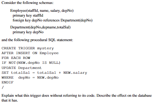 Solved Consider the following schemas: Employee(staffld, | Chegg.com