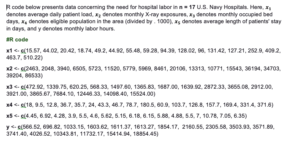 Solved R code below presents data concerning the need for | Chegg.com