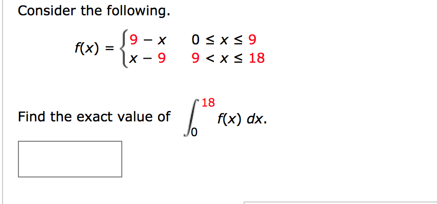 Solved Consider the following f(x)=9x х - 9 0 x 9 9