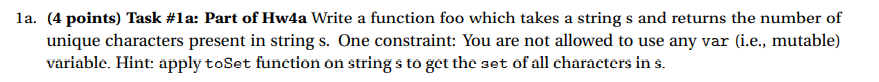 Solved 1a. (4 points) Task \#1a: Part of Hw4a Write a | Chegg.com