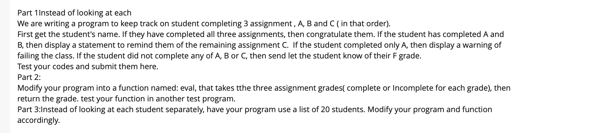 Solved Part 1 Instead of looking at each We are writing a | Chegg.com