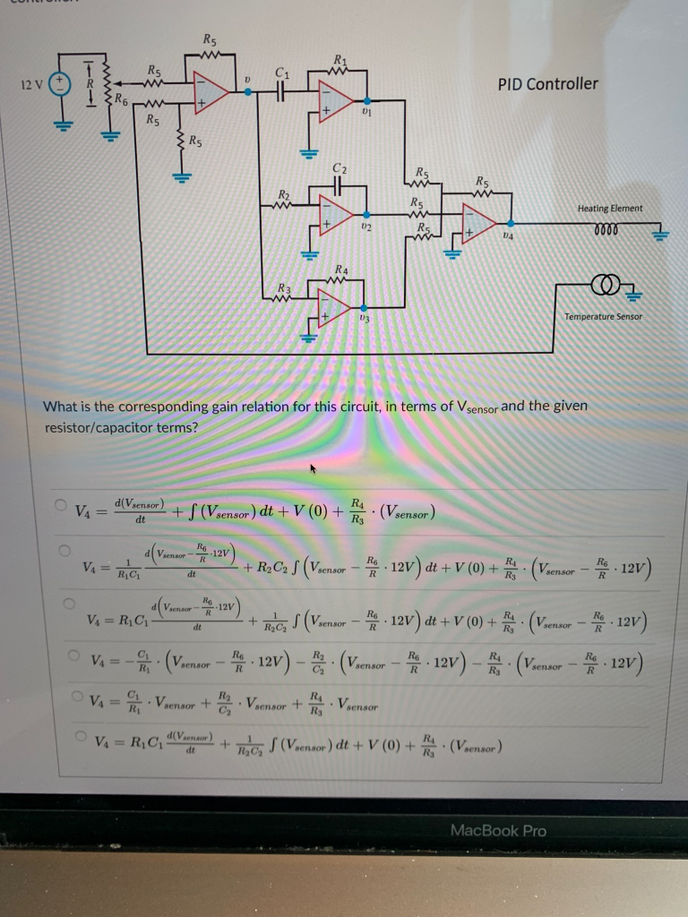 Solved R5 R5 12 V (+ PID Controller Rs R5 C2 Heating Element | Chegg.com